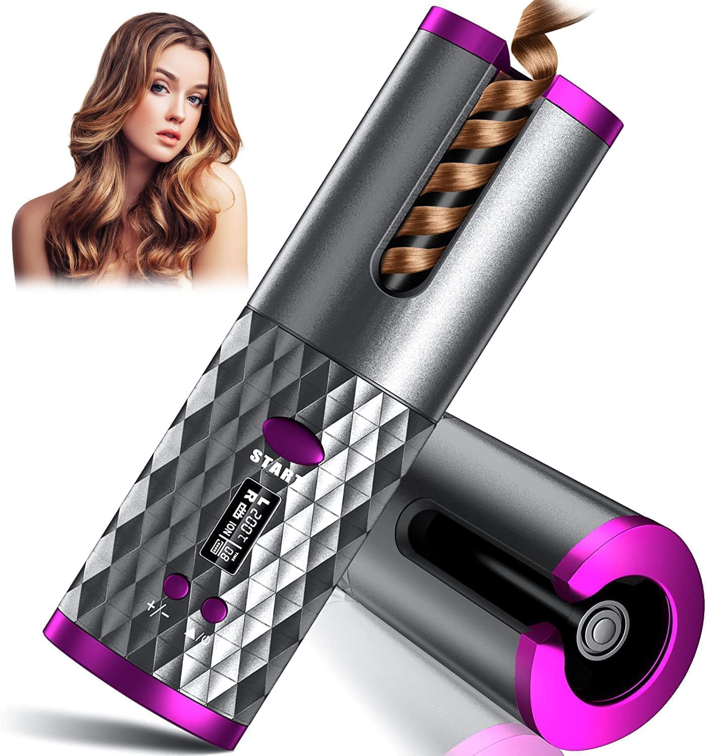 Buy Automatic Curling Iron, Cordless Auto Hair Curler, Ceramic Rotating ...