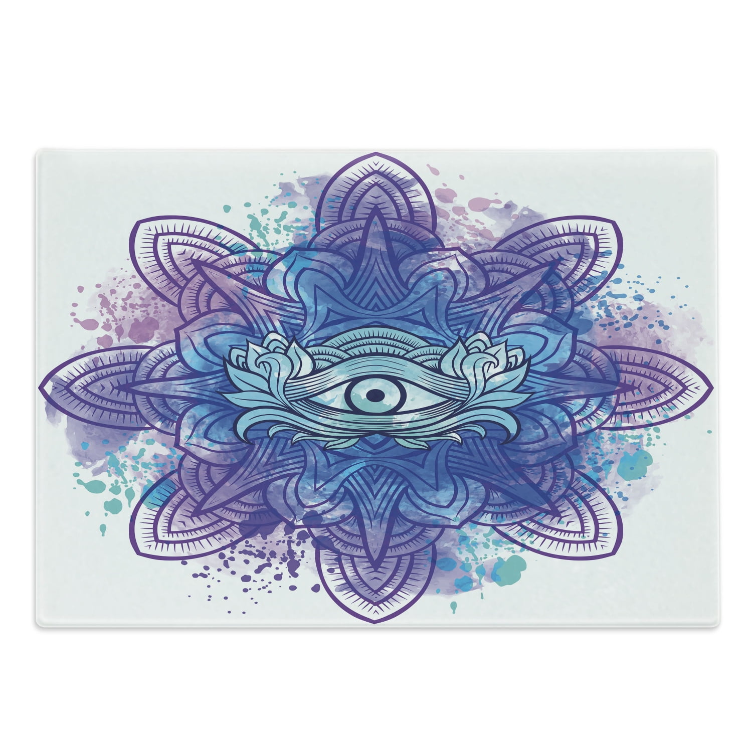 Eye Cutting Board, Third Eye with Hand Drawn Mandala Vivid Colors Aura ...