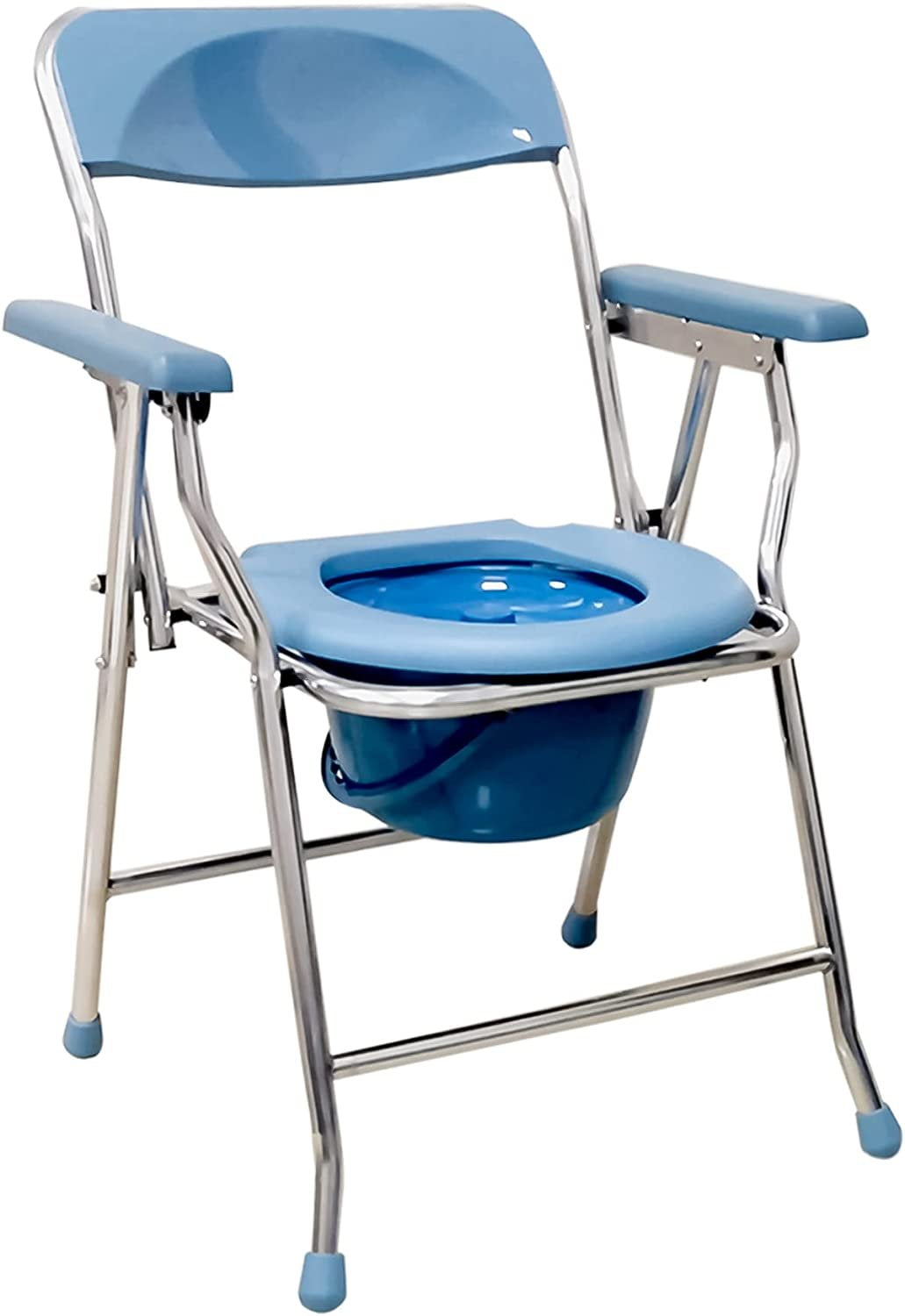 Folding Medical Bedside Commode with Removable Bucket - Portable ...