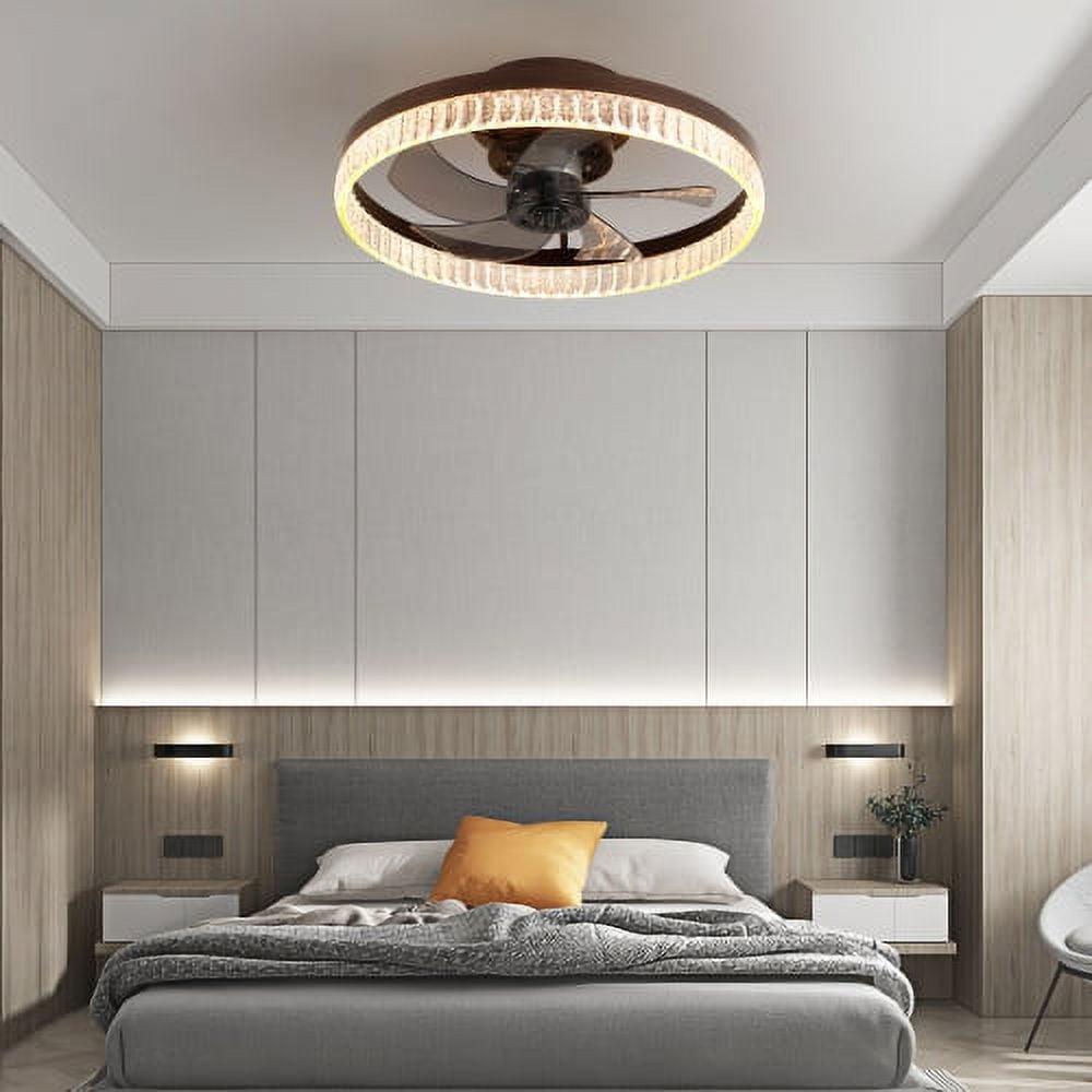 Click here for Lingshuo 20 Brown Ceiling Fan With Led Light - Mod... prices