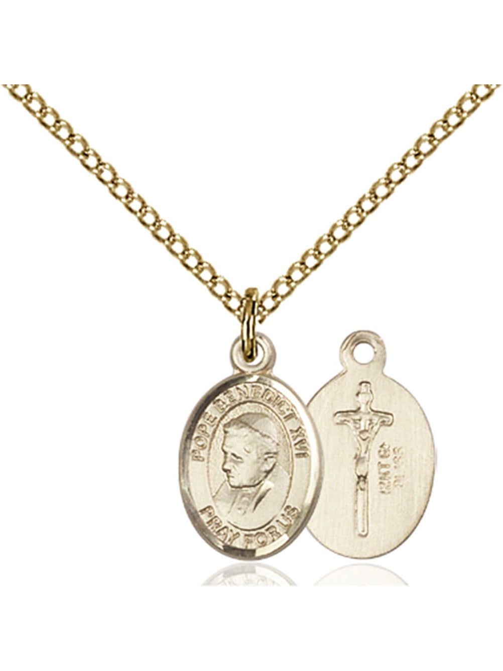 Gold Filled Pope Benedict XVI Pendant 1/2 x 1/4 inches with Gold Filled ...