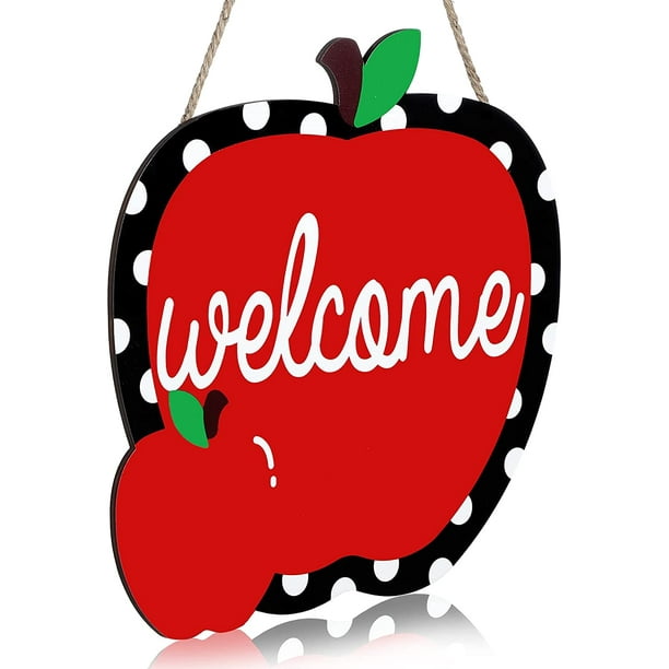 Red Welcome School Door Sign Fruit Welcome Pendant First and Last Day ...