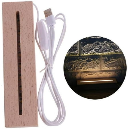 Rectangle Display Base LED Lights Display Pedestal Crystal Wooden ...