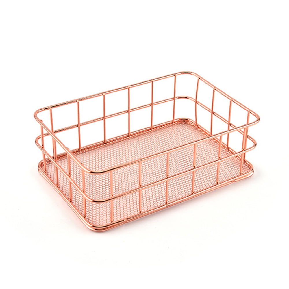 Desktop Metal Storage Basket, Wrought Iron Storage Box Grid Storage ...