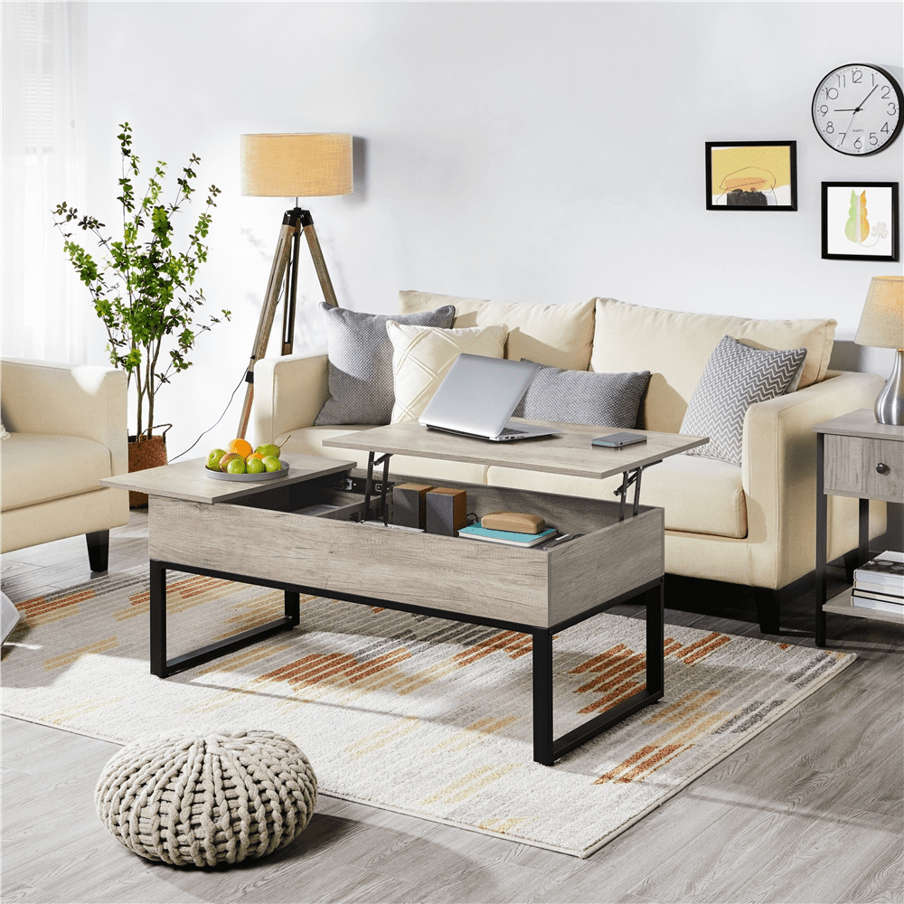 Yaheetech 47.5in Industrial Split Lift-top Coffee Table with Hidden ...