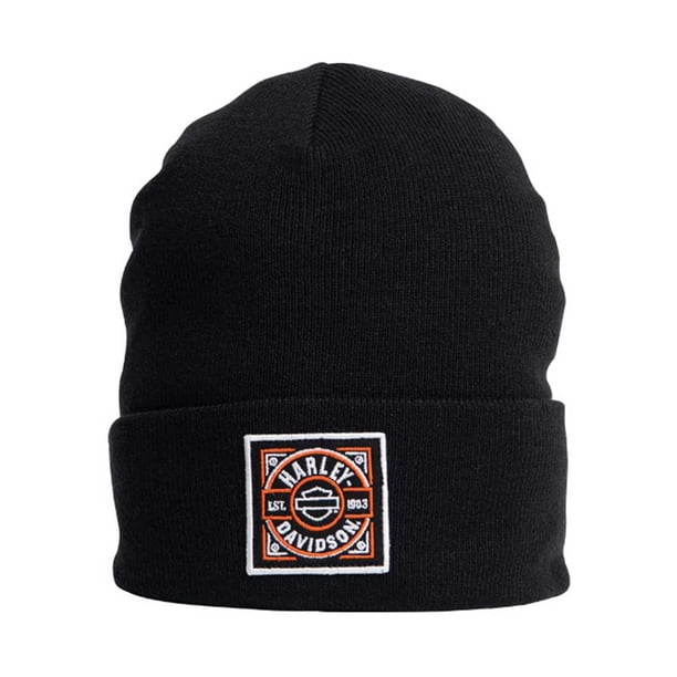 Harley-Davidson Men's H-D Label Patch Embroidered Cuffed Beanie Hat ...