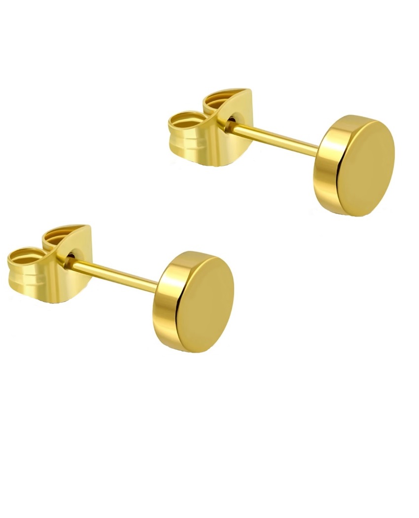 iJewelry2 Gold-tone Stainless Steel Illusion Round Tunnel Plug Post ...