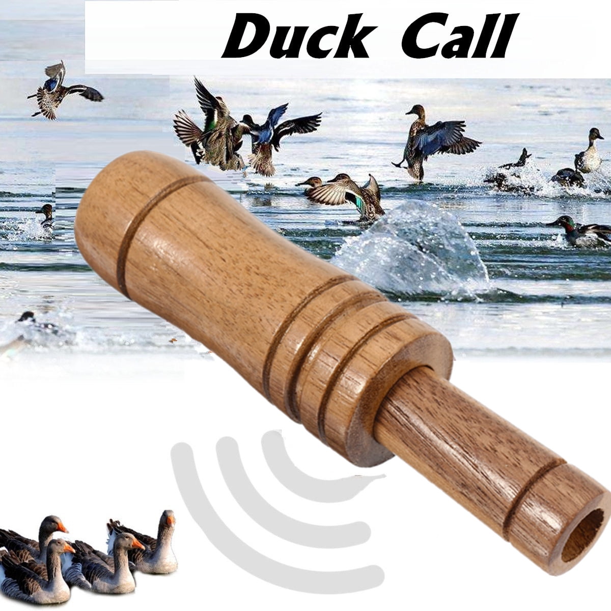 Wooden Duck Hunting Game Call Whistle Mallard Gun Buck Fox Dog Decoy ...