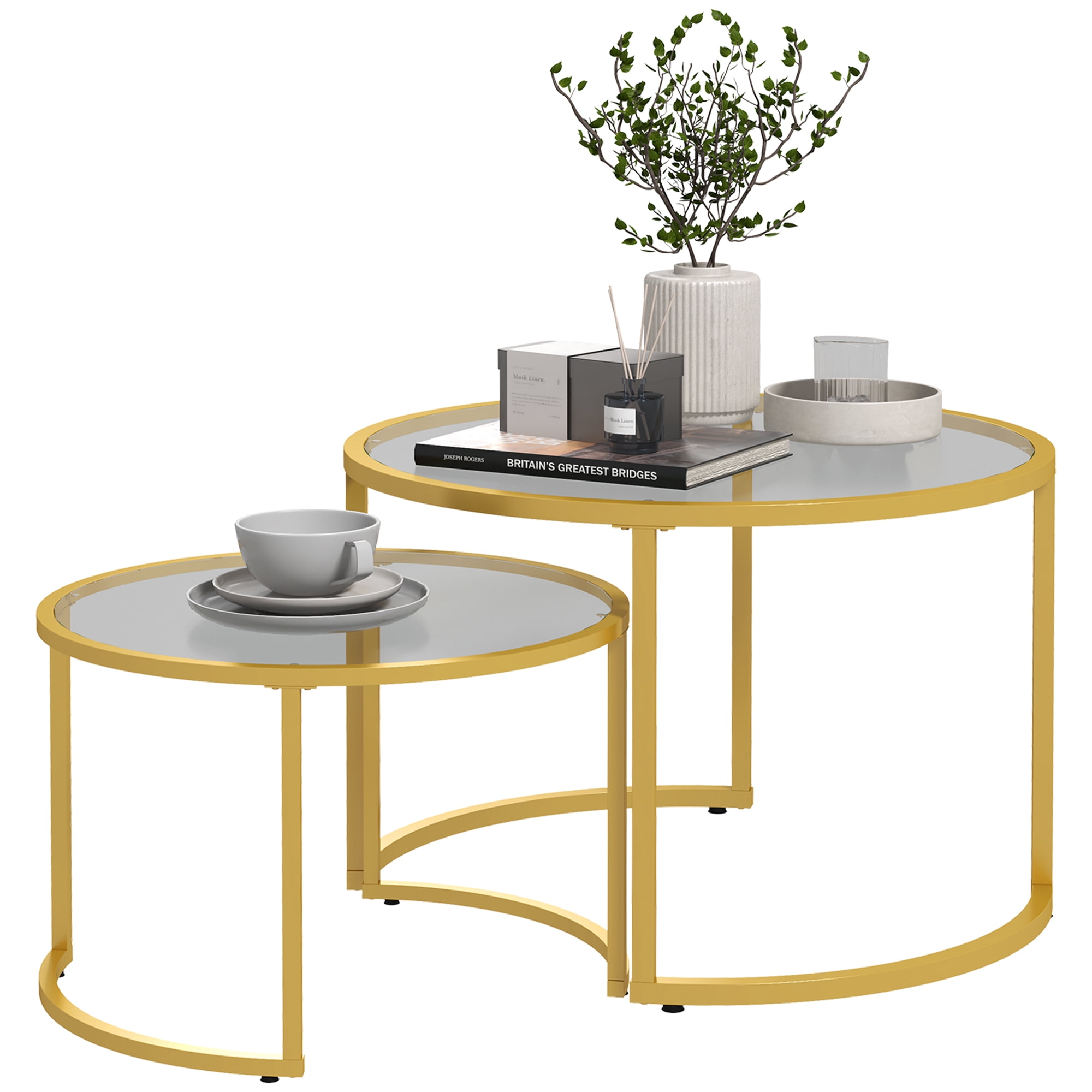 Click here for Homcom Modern Nesting Coffee Table Set With Glass... prices