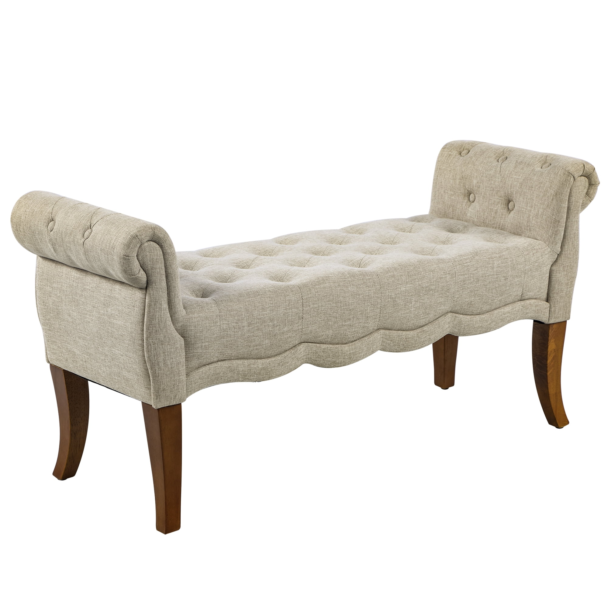 HOMCOM Traditional Style End of Bed Bench, Upholstered Entryway Bench ...