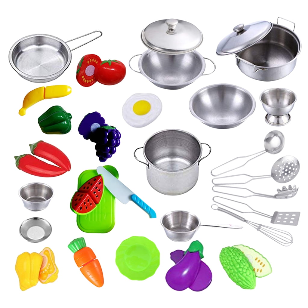 with Pots and Pans Cookware ,Vegetables,Fruits and Kitchen Utensil Set ...