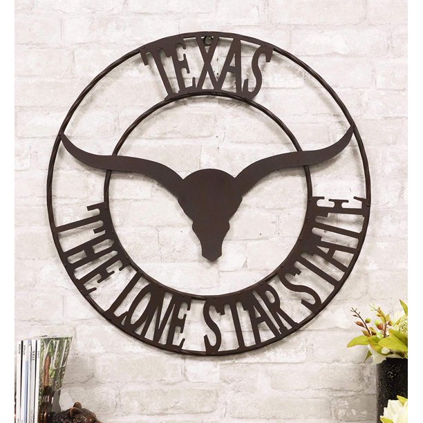 Large 24"W Rustic Western Texas Lone Star State Longhorn Bull Wall ...