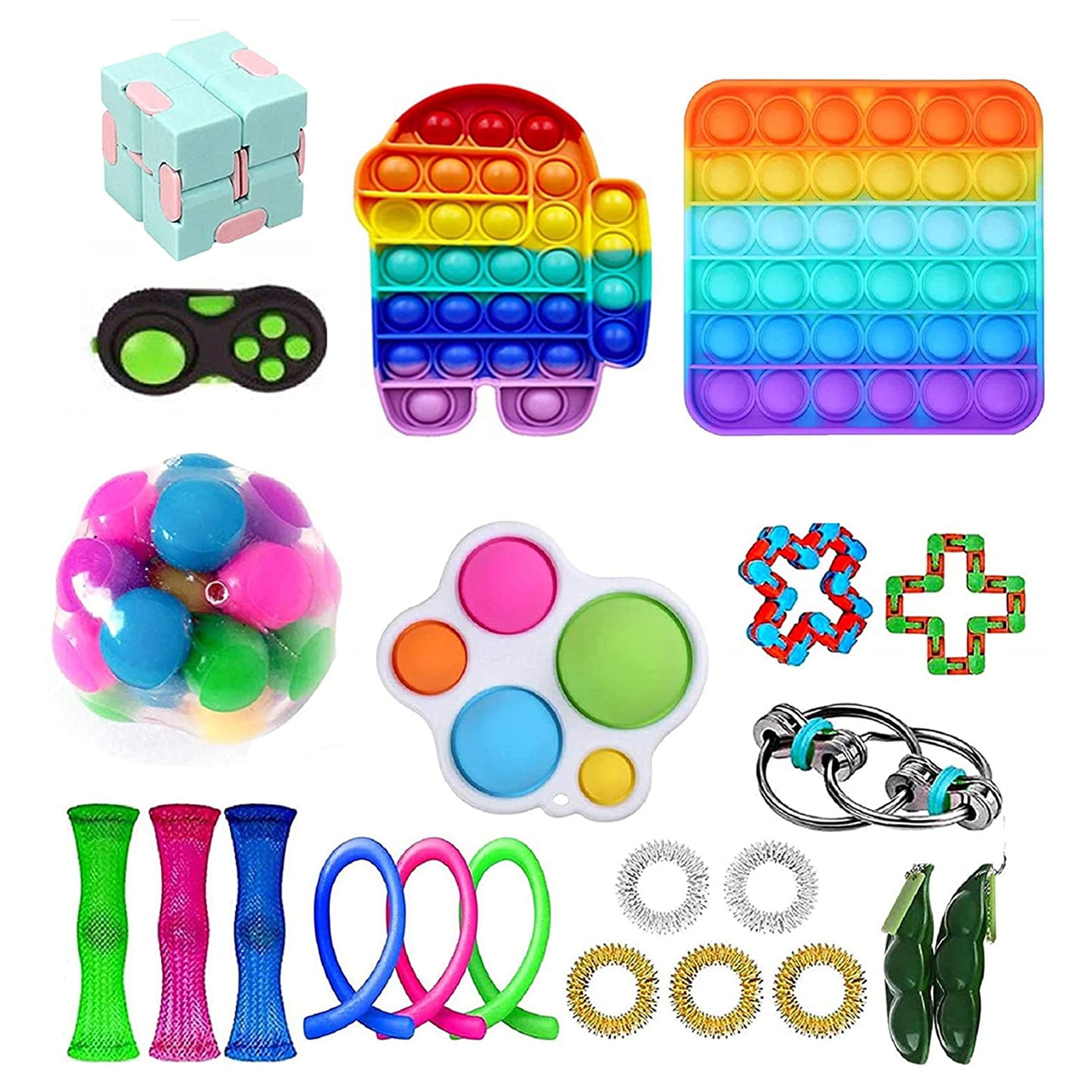 Fidget Toy Set Fidget Pack Sensoriel Soulage Le Stress Tie Dye Push Pop ...