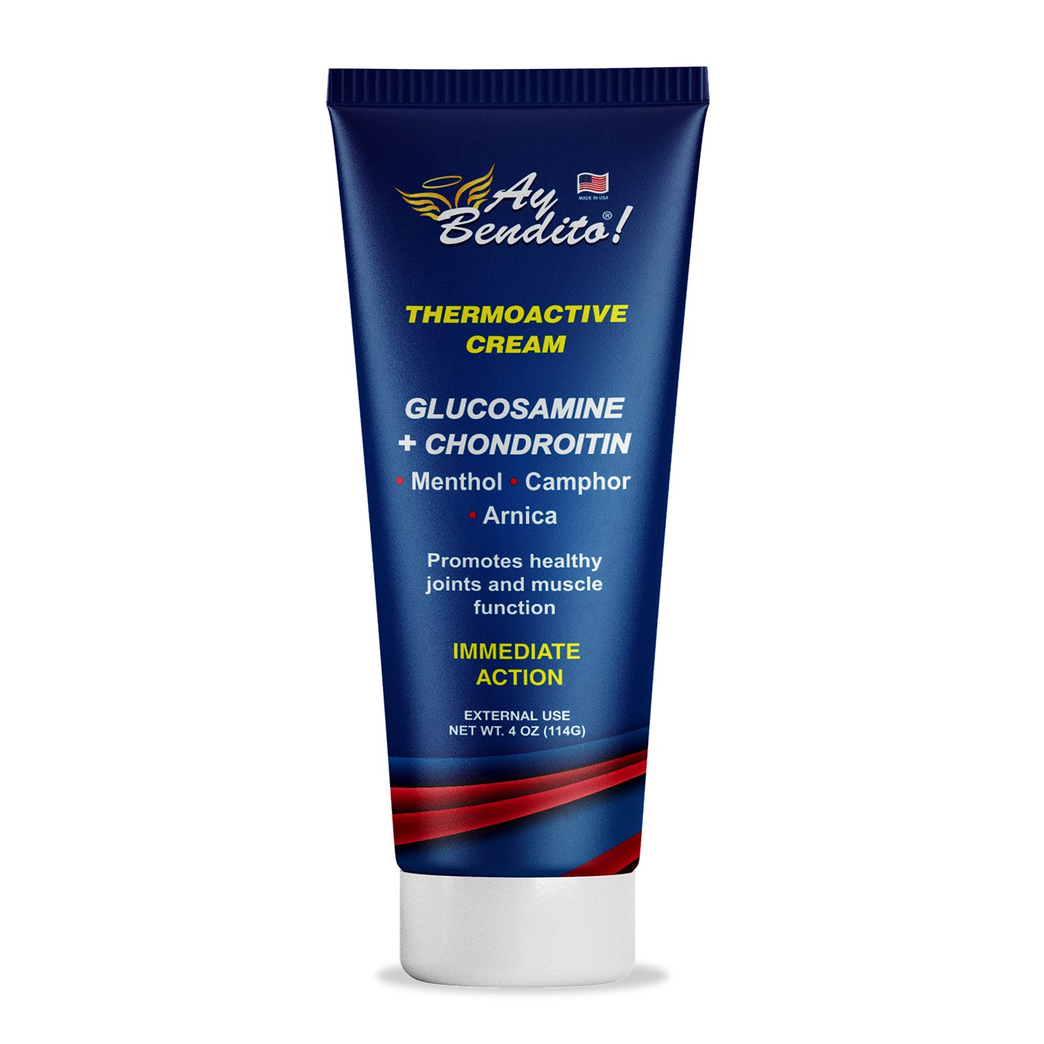 Ay Bendito Thermoactive Cream with Glucosamine + Chondroitin - 4oz Tube ...