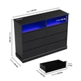 6 Drawer Modern Black Bedroom Dresser, LED Light & Charging Station ...