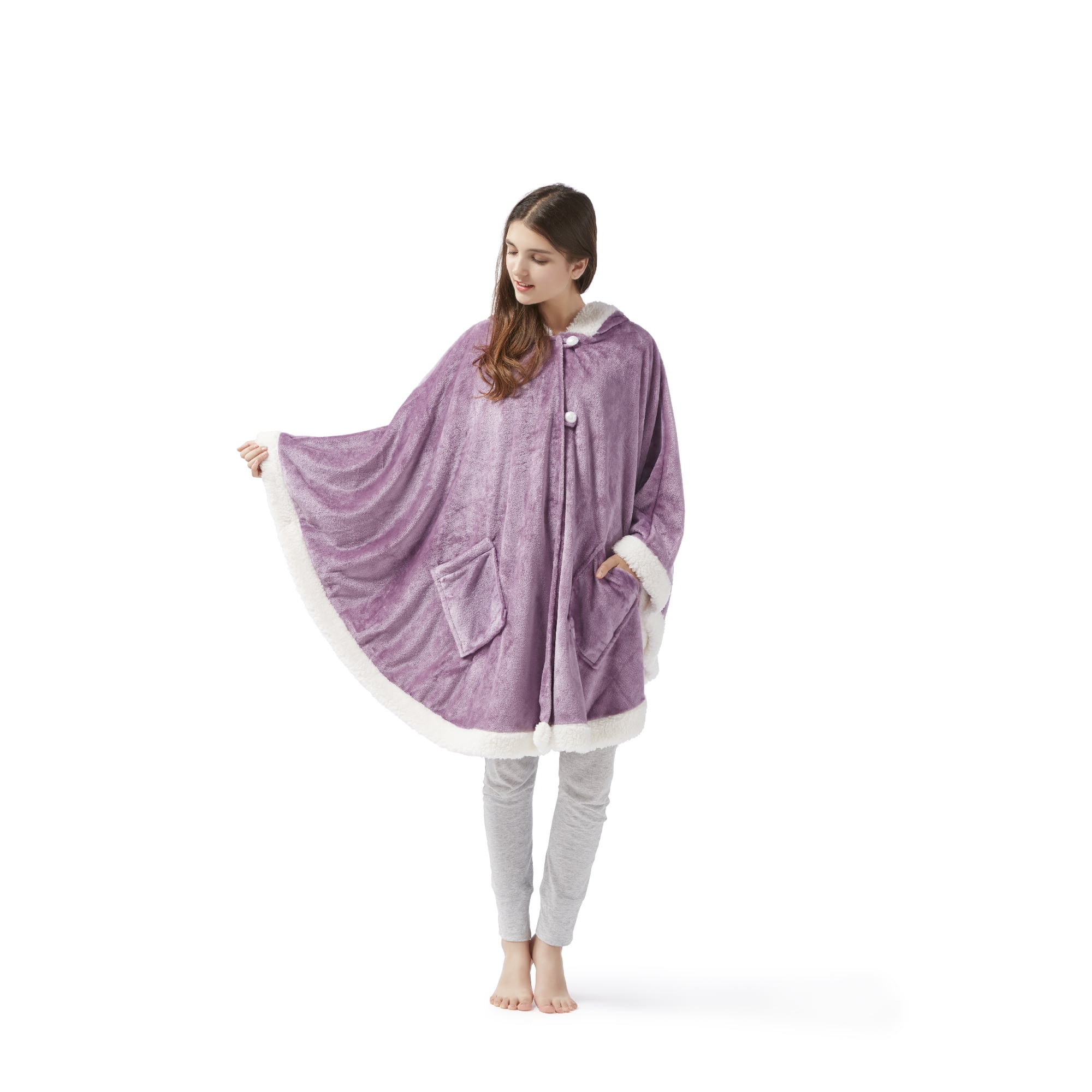 Comfort Spaces Angel Plush Hooded Angel Wrap, 58" x 72", Lavender ...