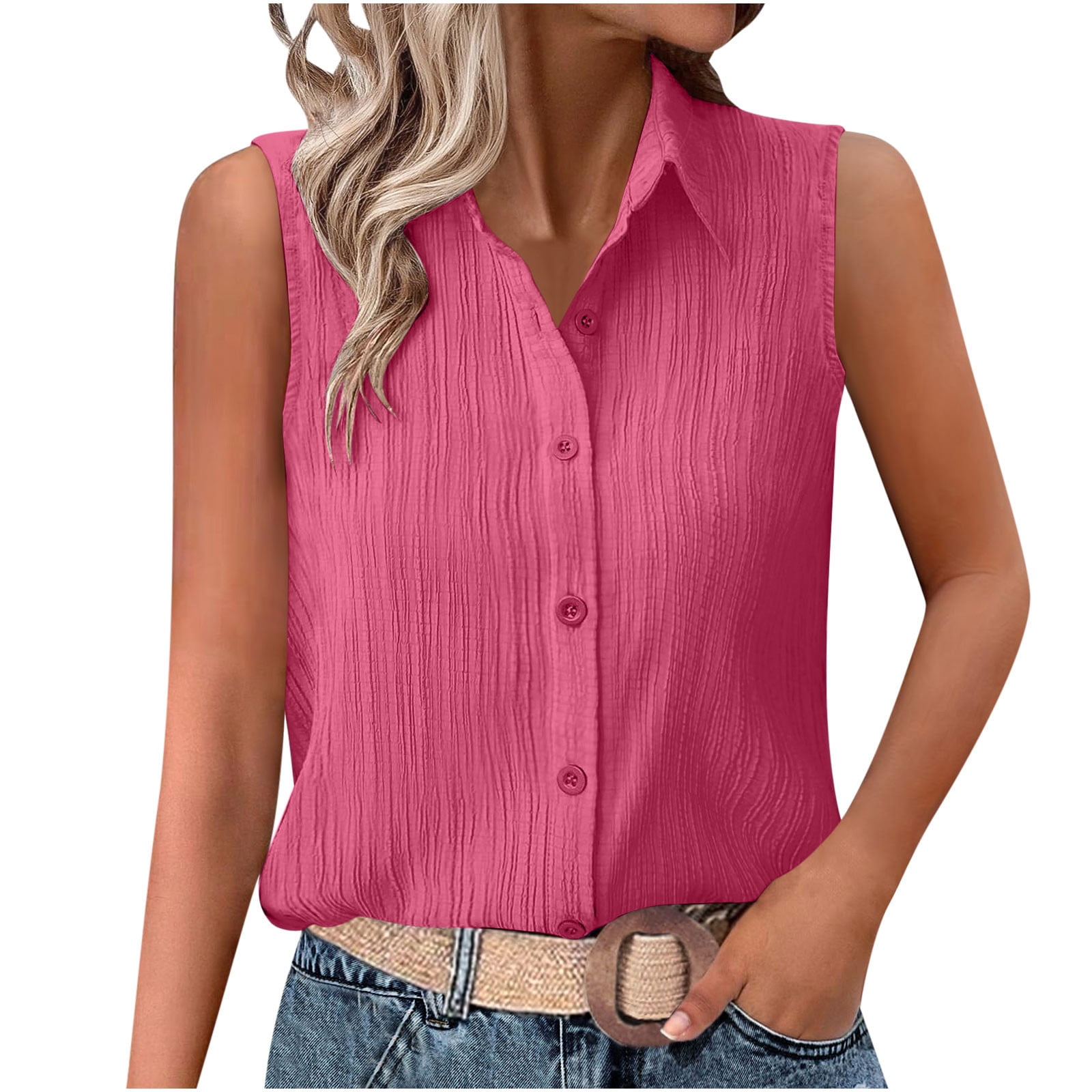 Click here for Lenpel Womens Sleeveless Button Down Shirts Trendy... prices