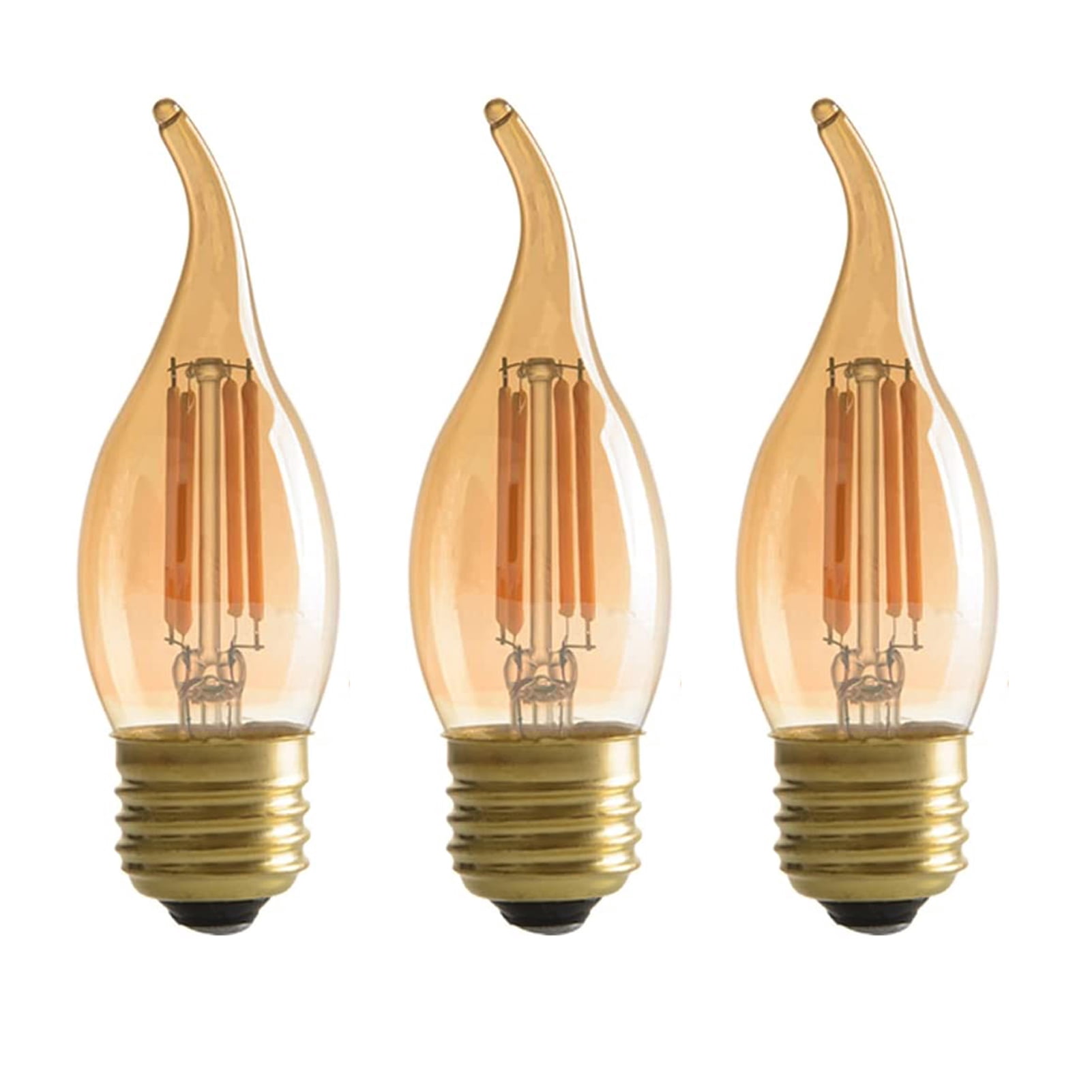 PANLAVIE Vintage LED Filament Bulb, 3-Pack Amber Chandelier Bulbs, 40 ...