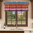 Abstract 2 Panels Kitchen Valance, Colorful Mexican Stripe Pattern Red ...