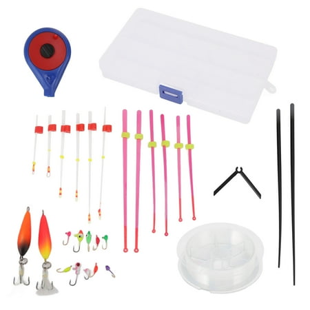 Ice Fishing Swim Jigs Hook Set, 100m Fishing Lines Continuous Sharpness ...