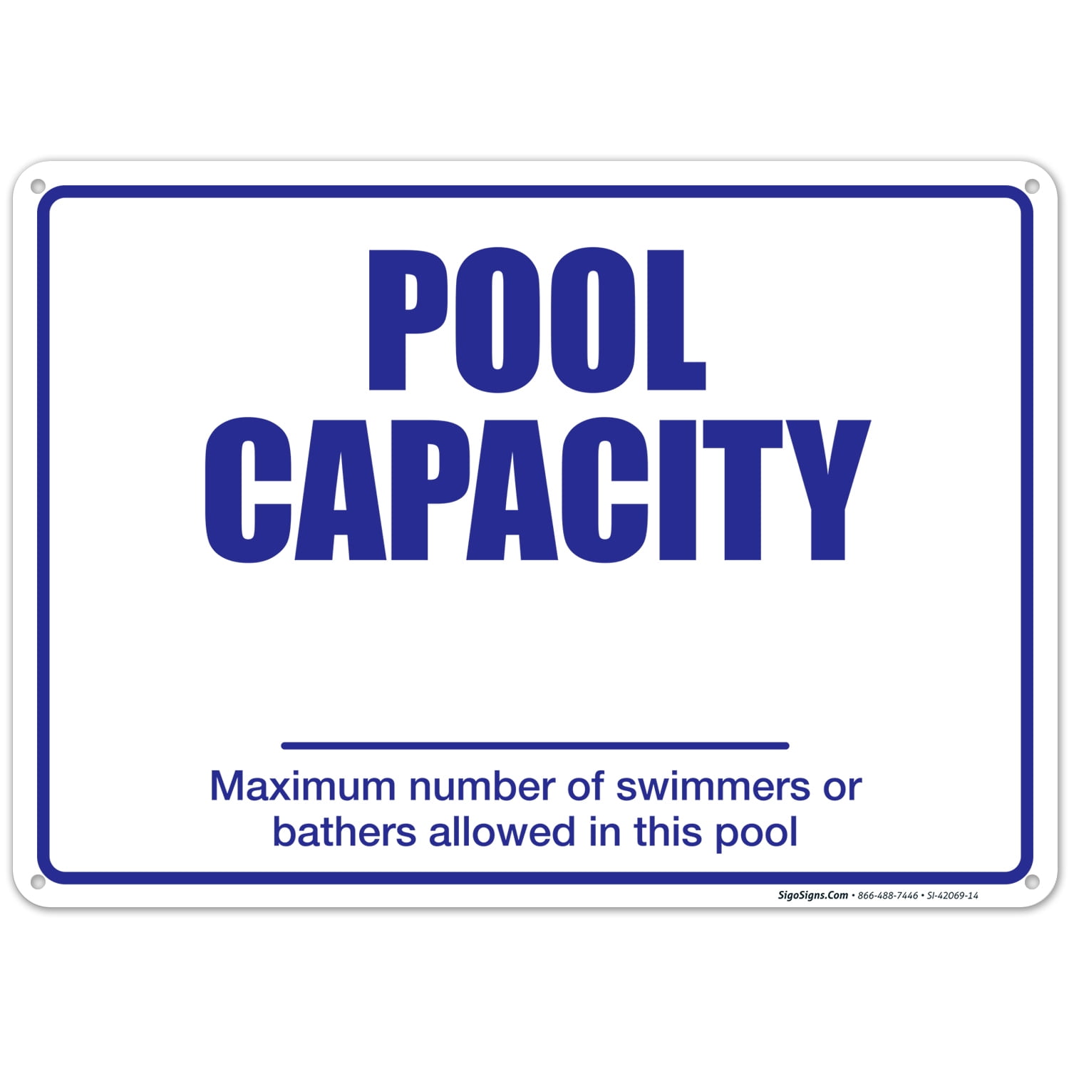 Pool Capacity Pool Sign, 10x14 Aluminum - Walmart.com