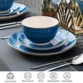 16-Piece Stoneware Dinnerware Set, Blue Dinner Set, Service for 4 ...