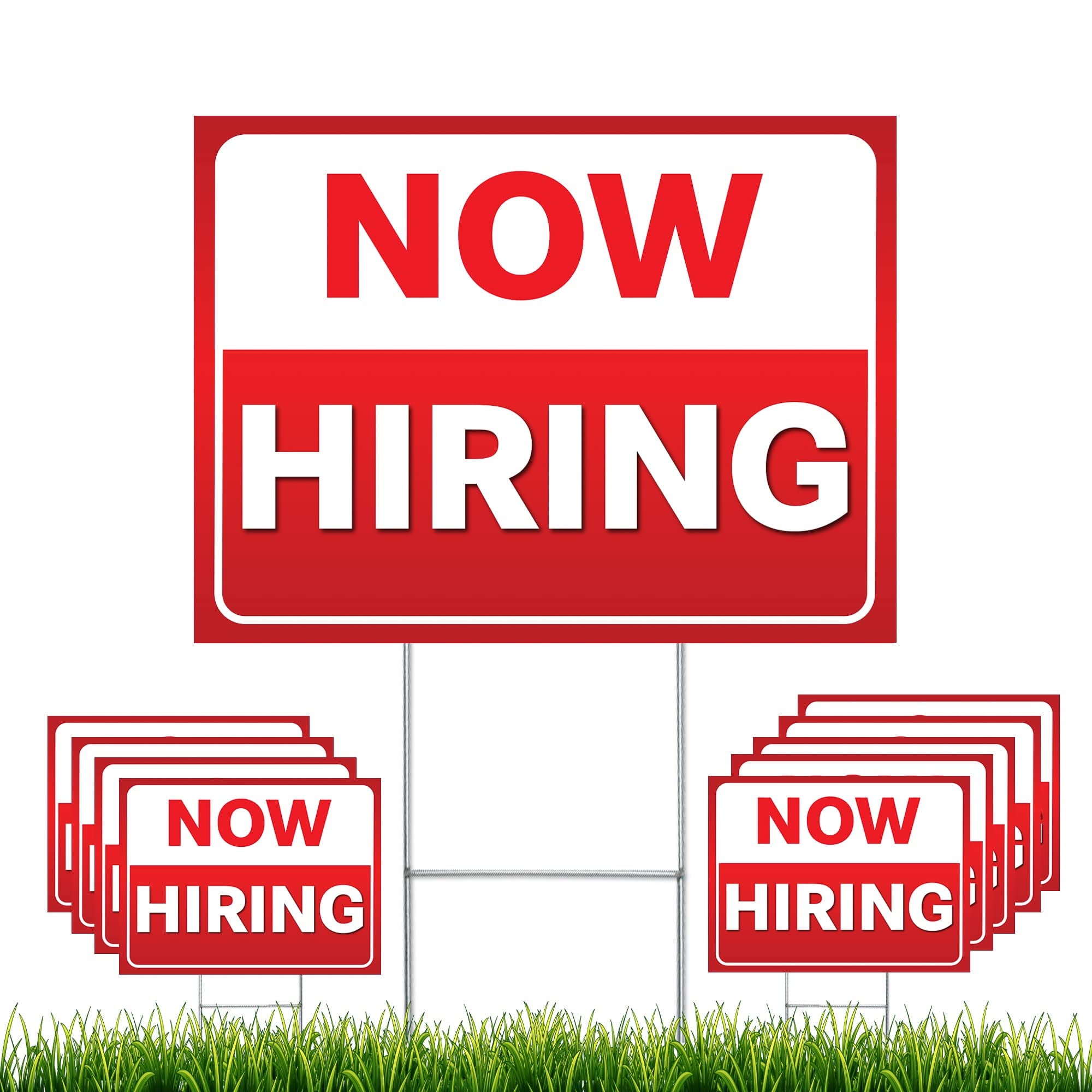 NEXT LEVEL SIGNS | Now Hiring Yard Signs | Double Sided 24 W x 18 H ...