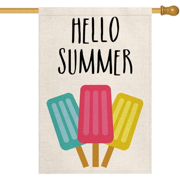 AVOIN Hello Summer Popsicles House Flag Vertical Double Sided Ice Cream ...