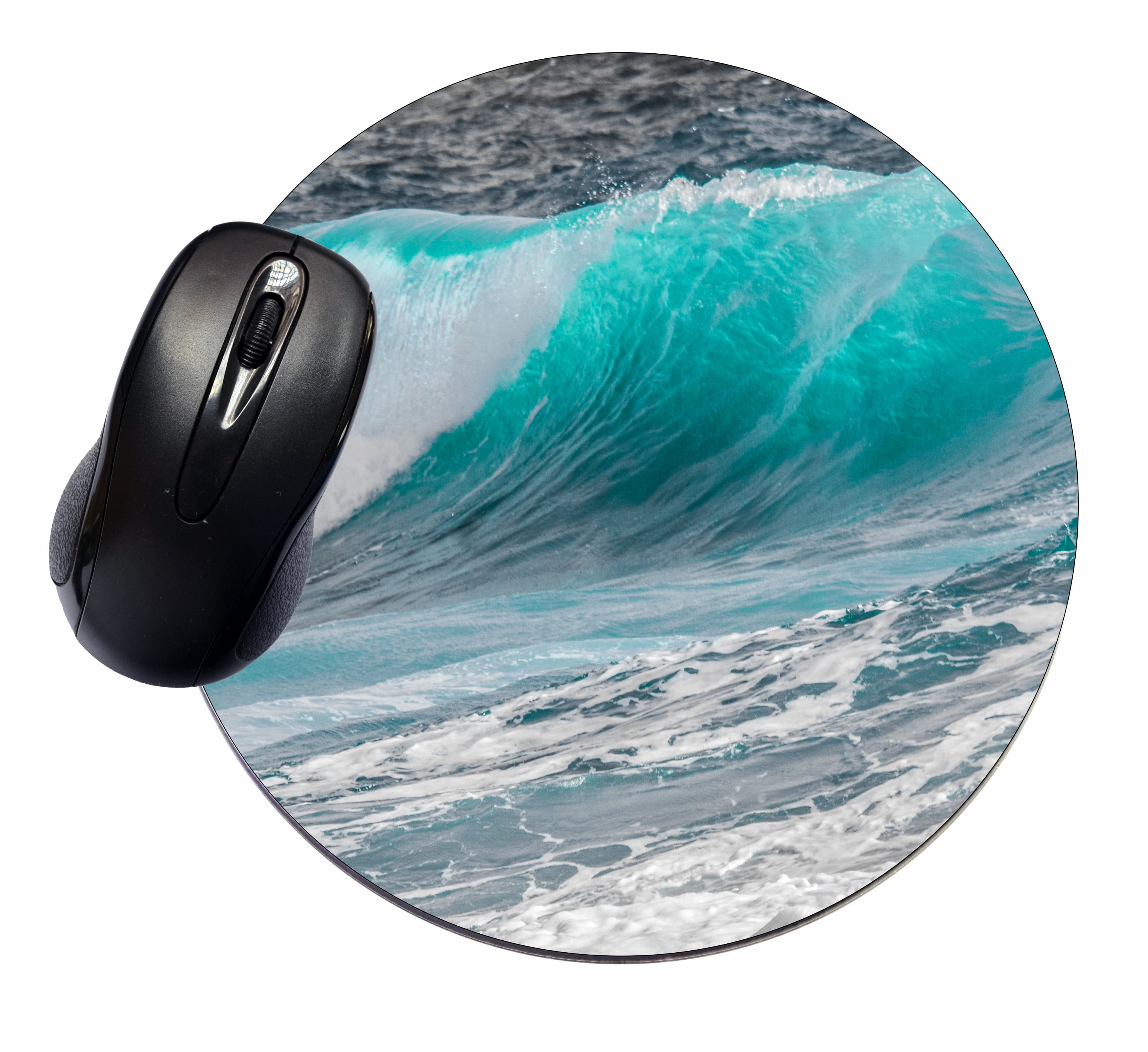 Mouse Mat Pad Mousepad Cute Desk Round Circle Mousemat Aqua Ocean Wave ...