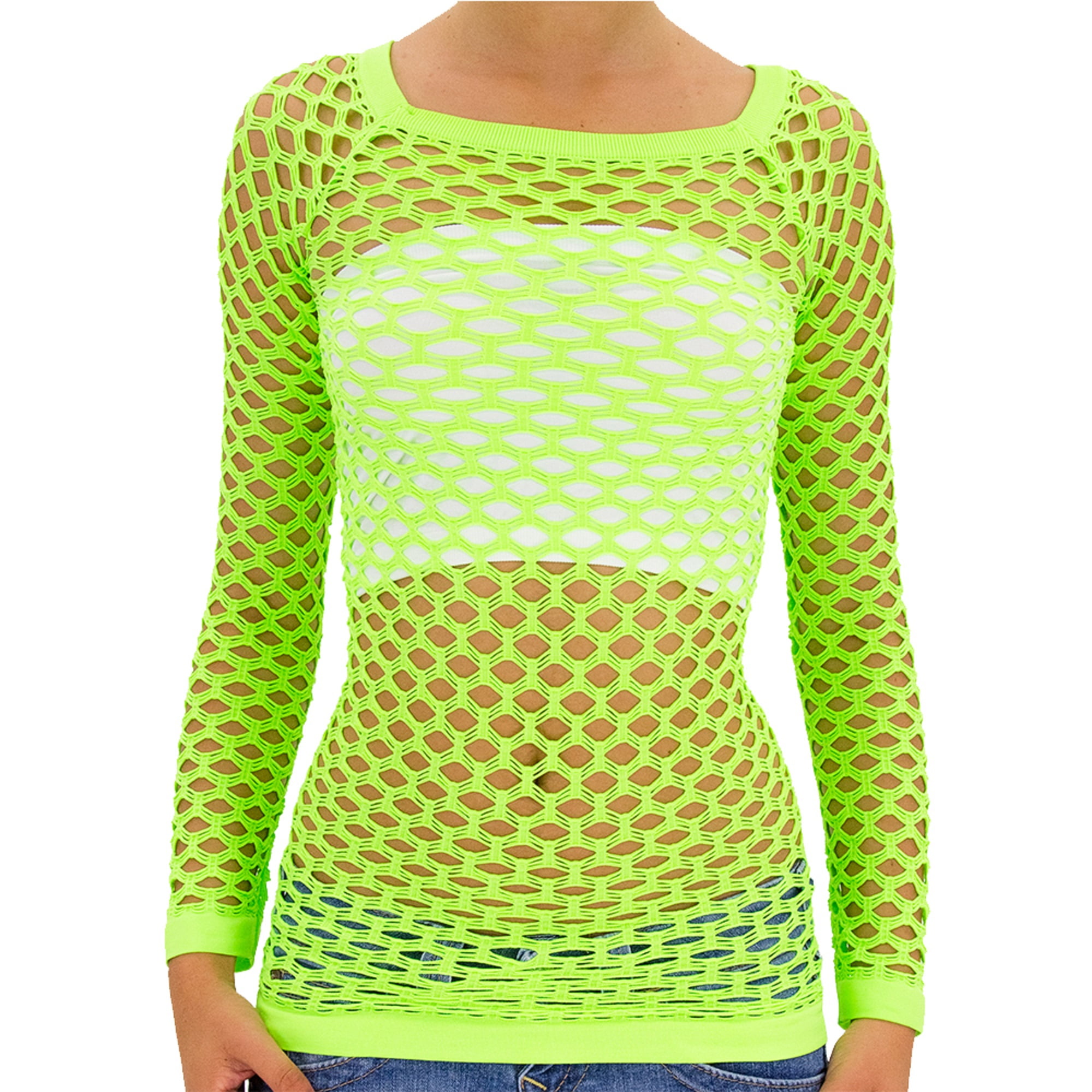TD Collections Nylon Fishnet Long Sleeve Top Go Go Dance Wear - Walmart.com