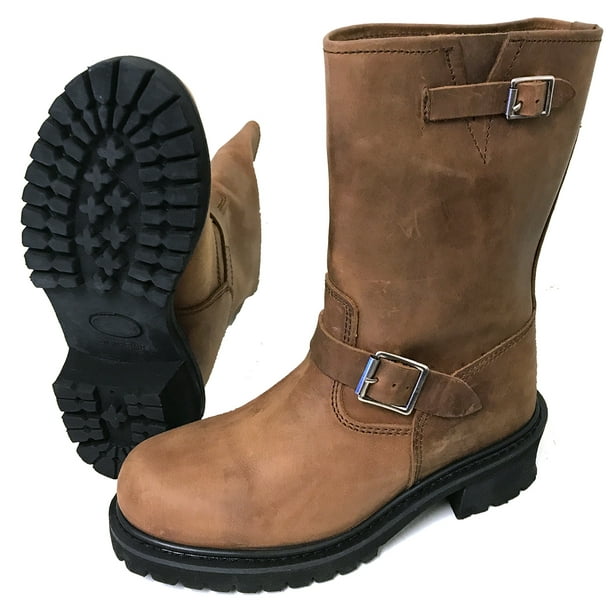 ClimaTex - Men's Engineer Boots Motorcycle 12" Leather Biker - Walmart ...