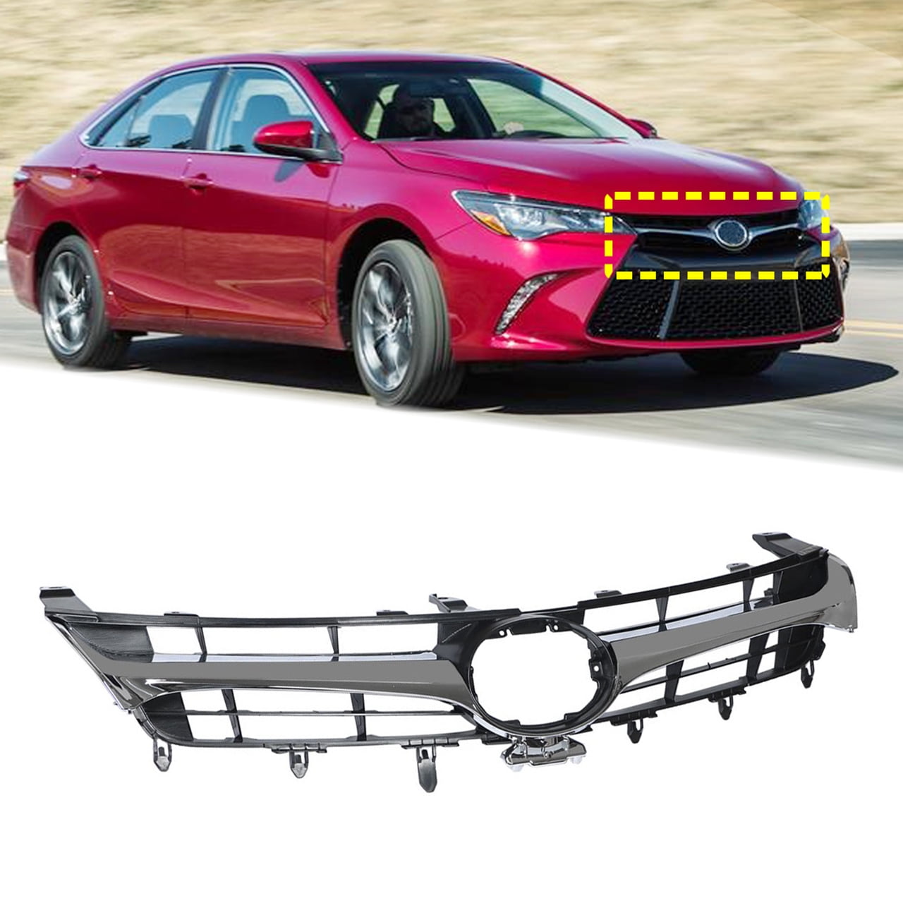 Fit for 15-17 Camry Hybrid LE SE XLE XSE Grill Chrome Front Upper ...