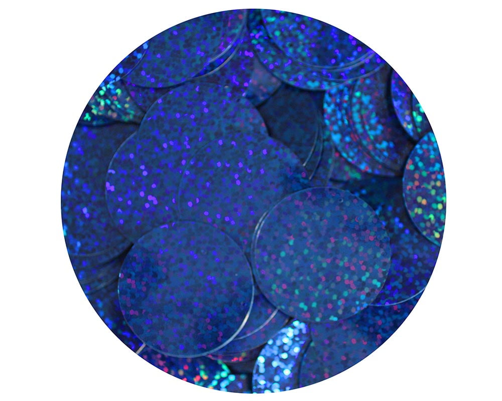 Royal Blue Sequins 30mm Top Hole Hologram Glitter Multi Reflective ...