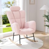 PAPROOS Modern Teddy Fabric Rocking Chair, Accent Rocker Chair with ...