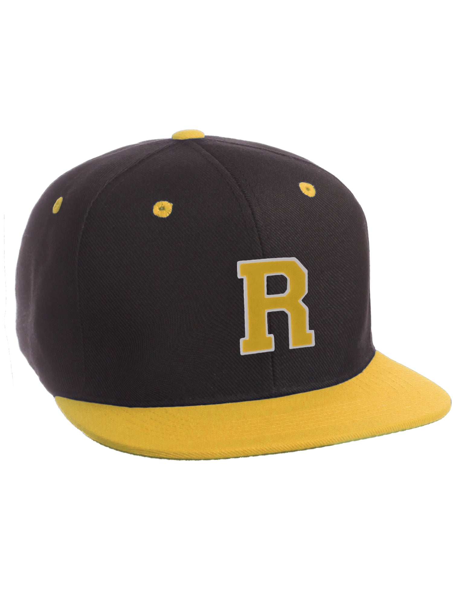 Classic Snapback Hat Custom A to Z Initial Letters, Black Gold Cap ...