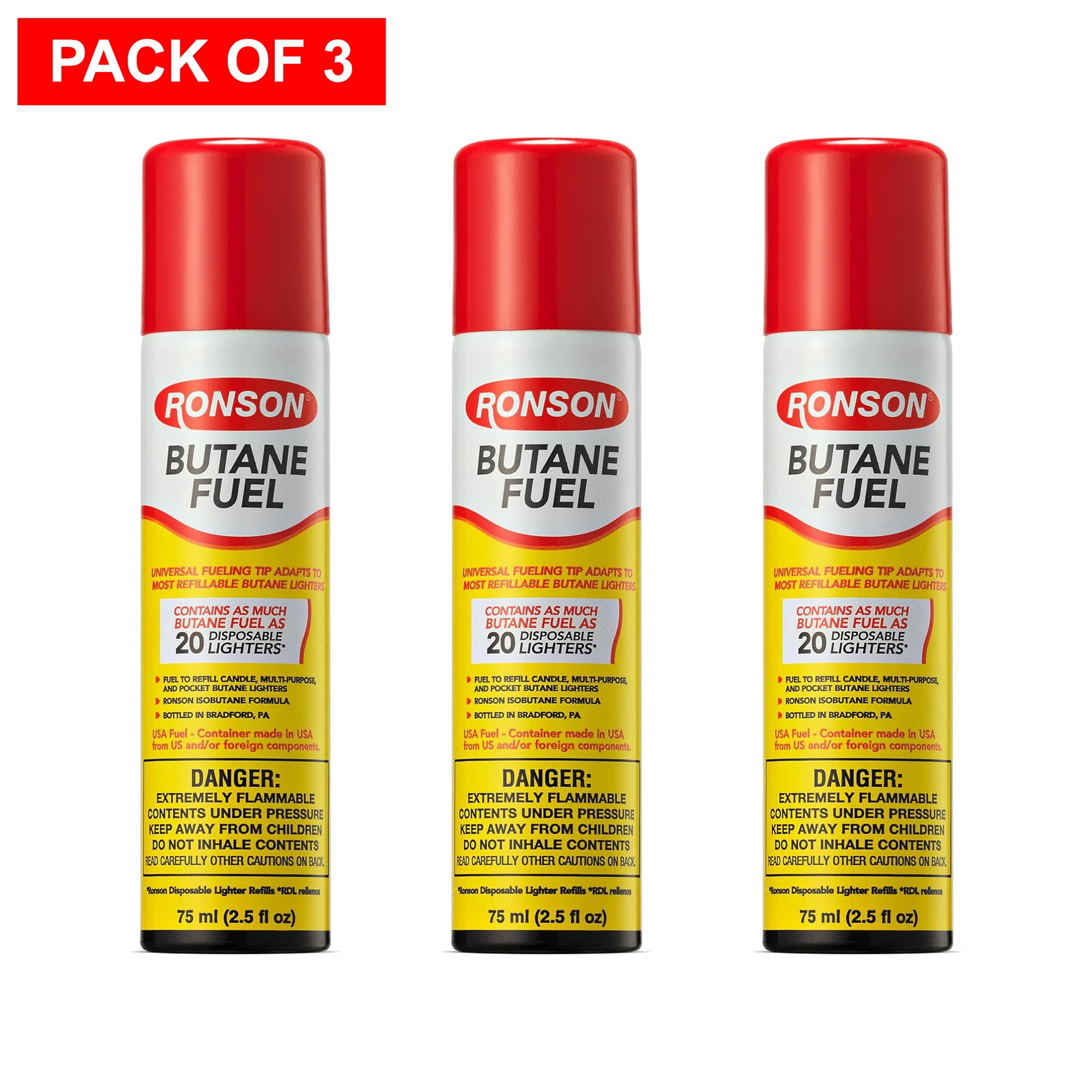 Ronson Lighter Butane Refill 75ml (Pack of 3) - Walmart.ca