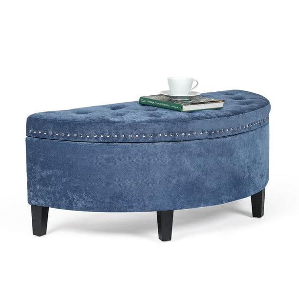 Homebeez 43.5" Half Moon Storage Ottoman, Button Tufted Bedroom Bench ...