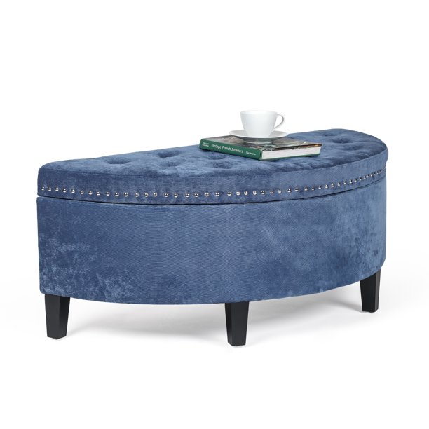 Homebeez 43 5 Half Moon Storage Ottoman Button Tufted Bedroom Bench