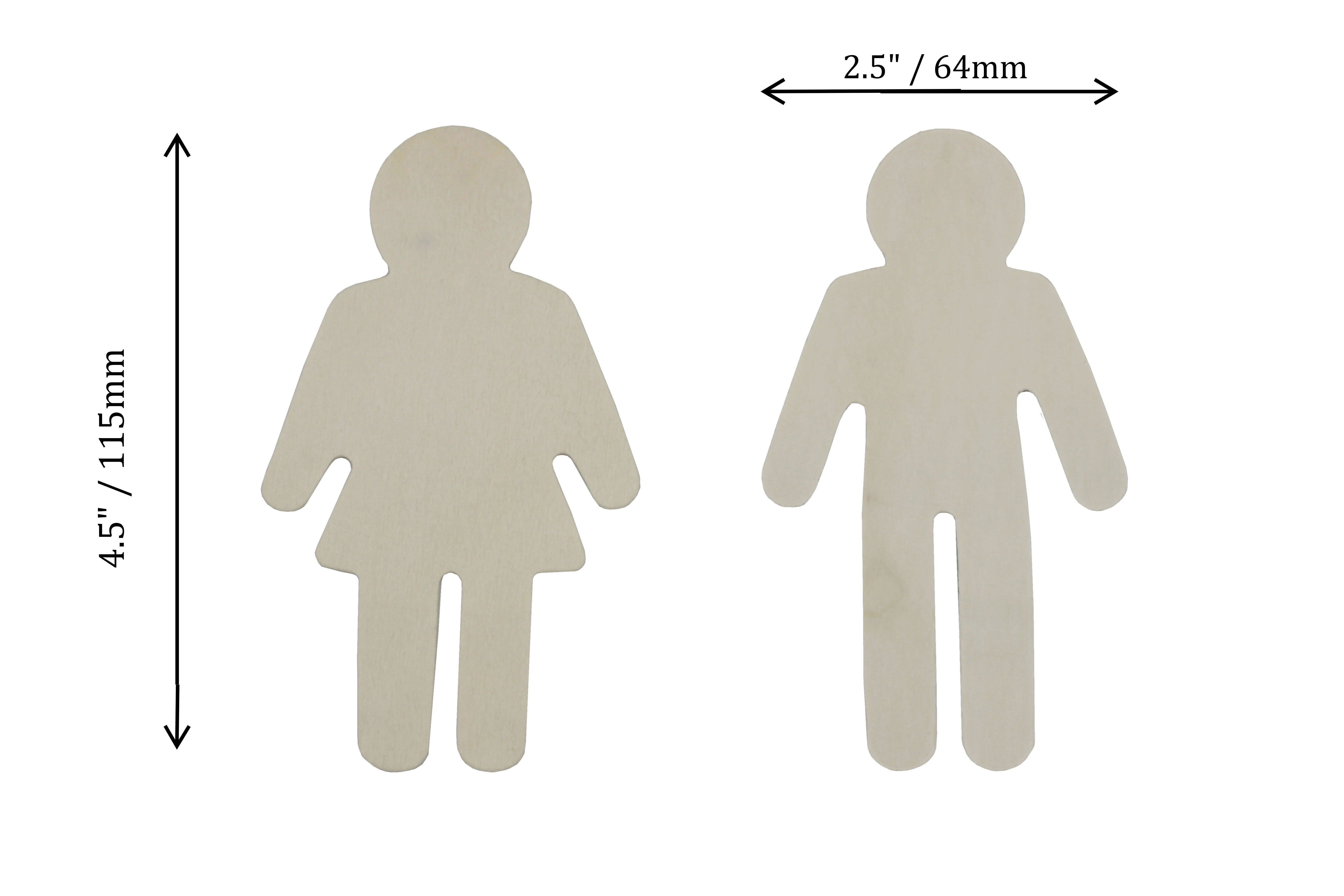 24 Pack - 4.5 Inch Wood Male & Female Shapes, Wood Natural Slices ...