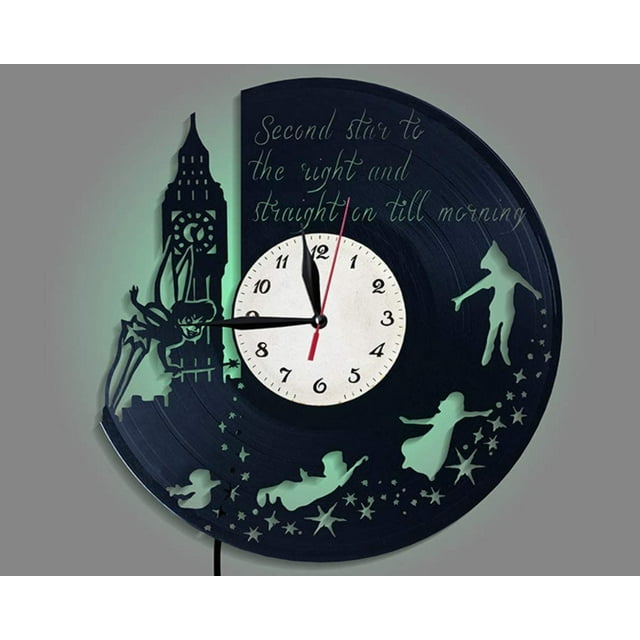 Record The Peter Pan Clock Vinyl Wall Clock Creative Wall Clock Without ...