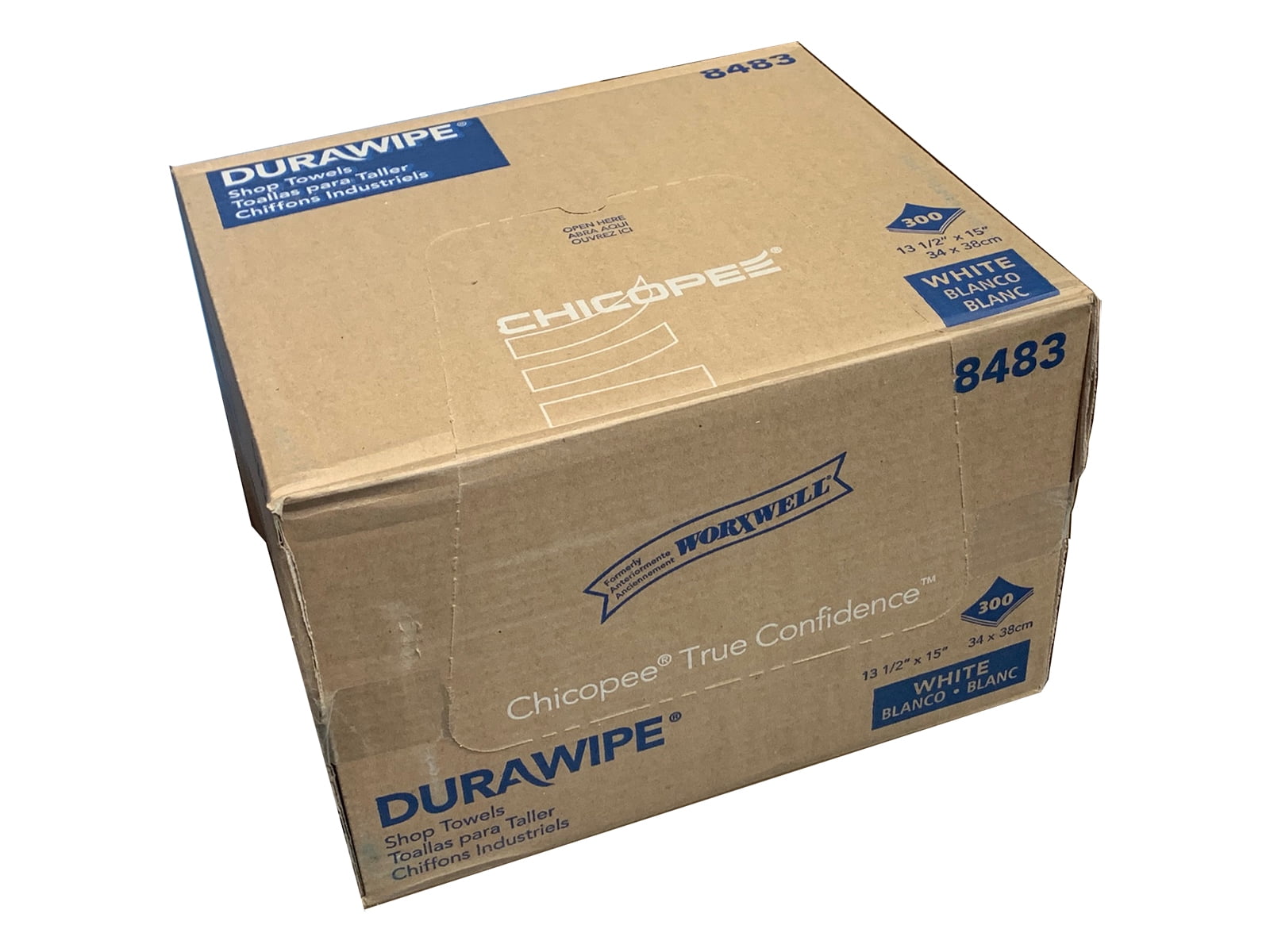 Durawipe Shop Towel White (13.5" x 15") 300 Wipes per Case (Flat) 8483 ...
