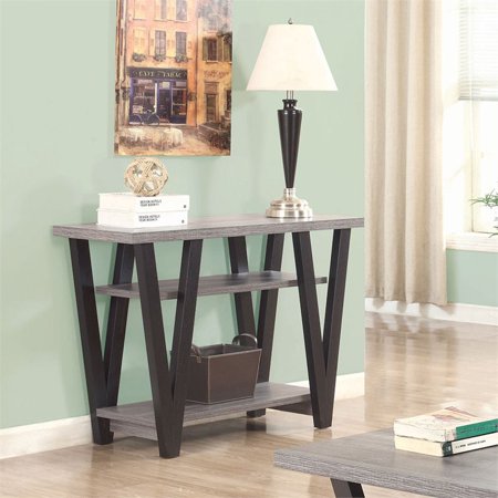 Coaster Higgins 2 Shelf Console Table in Antique Gray and Black ...