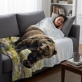 Flannel Throw Blanket for Couch Sofa Bed,Brown Animal Grizzly Bear Soft ...