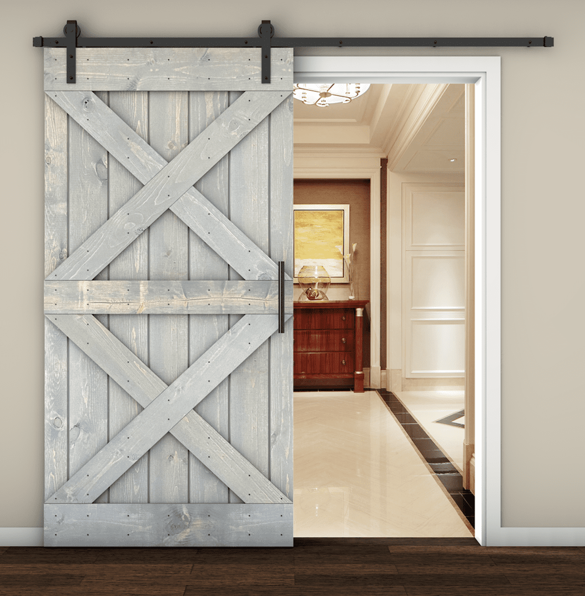 Essencaliy 42in x84in Solid Wood Barn Door, Made-in-USA Farmhouse ...