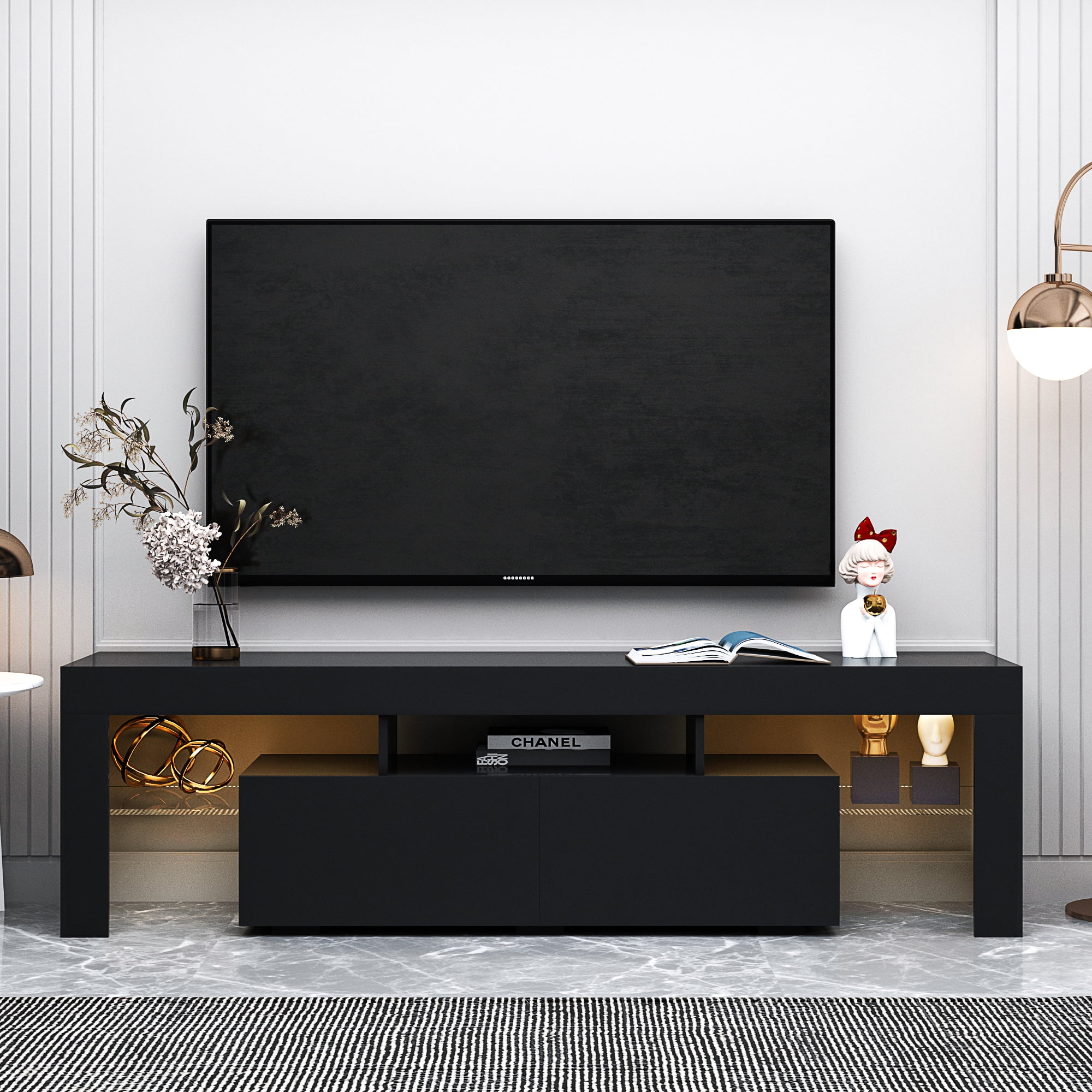 TV Stand for 55 Inch TV, 63" TV Stands with LED RGB Lights, Flat TV ...