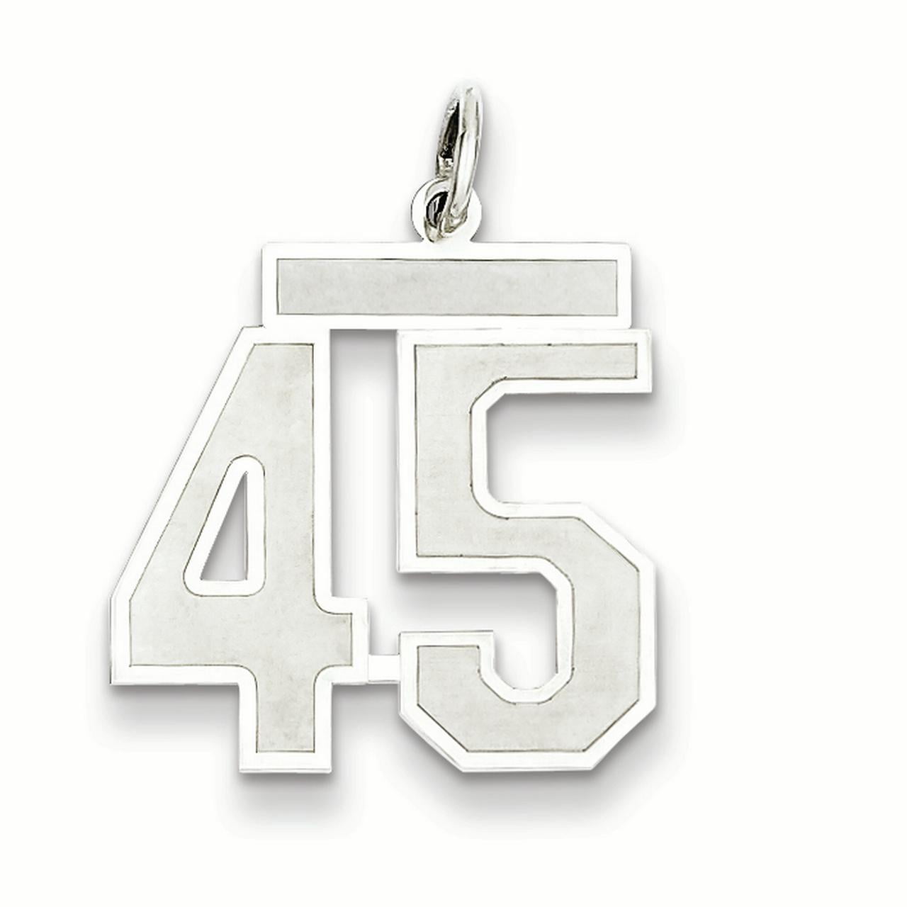 925 Sterling Silver Number 45 Charm Necklace Pendant Charms Laser ...