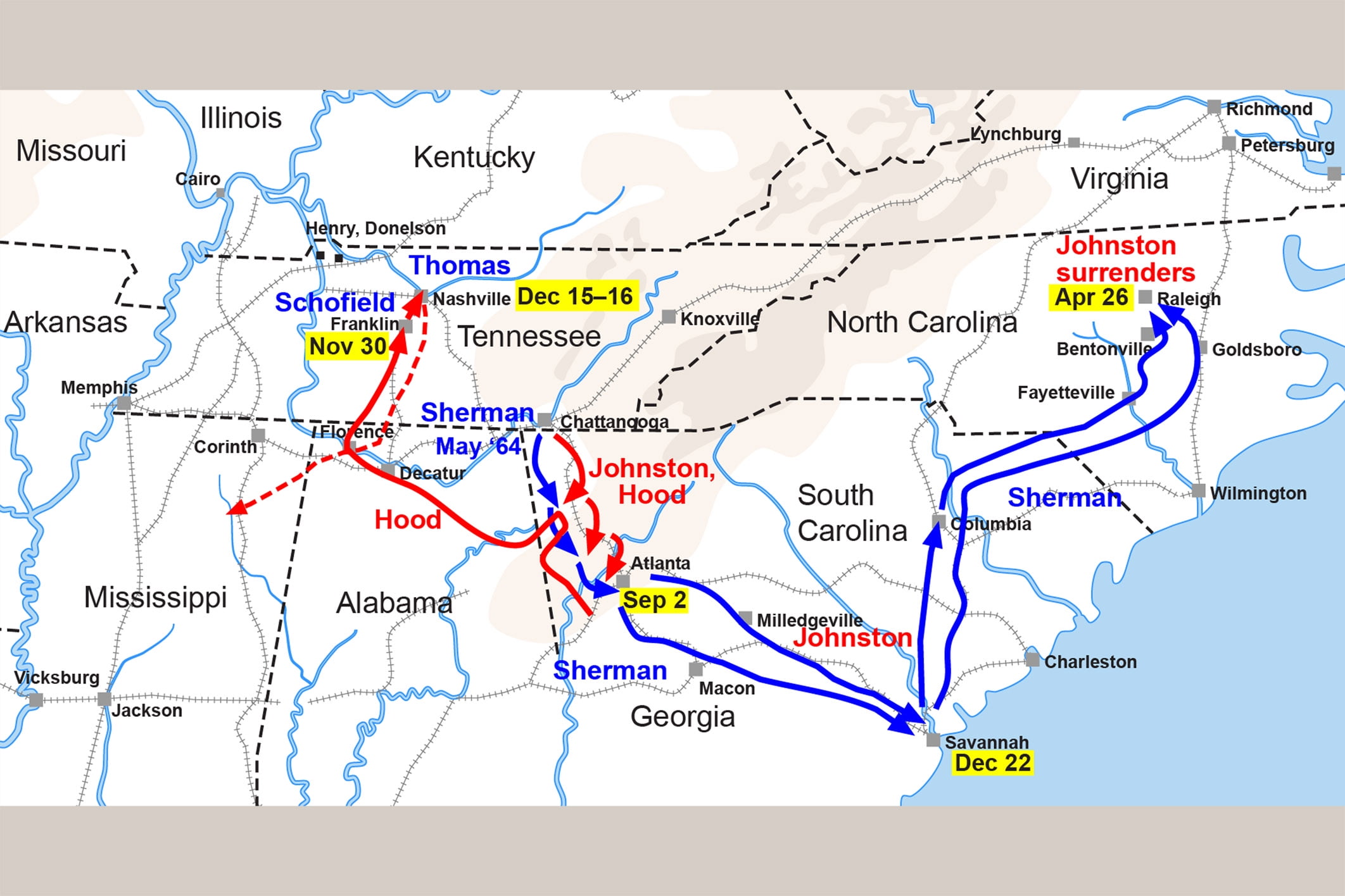 24x36 gallery poster, Map of Sherman's march in Georgia and the ...