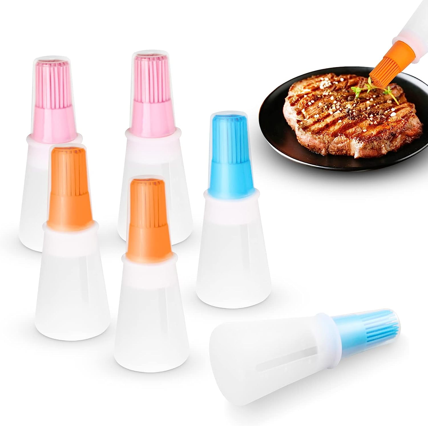 Oil Bottle Brush, Oil Dispenser with Brush Pack of 6, Silicone Oil ...