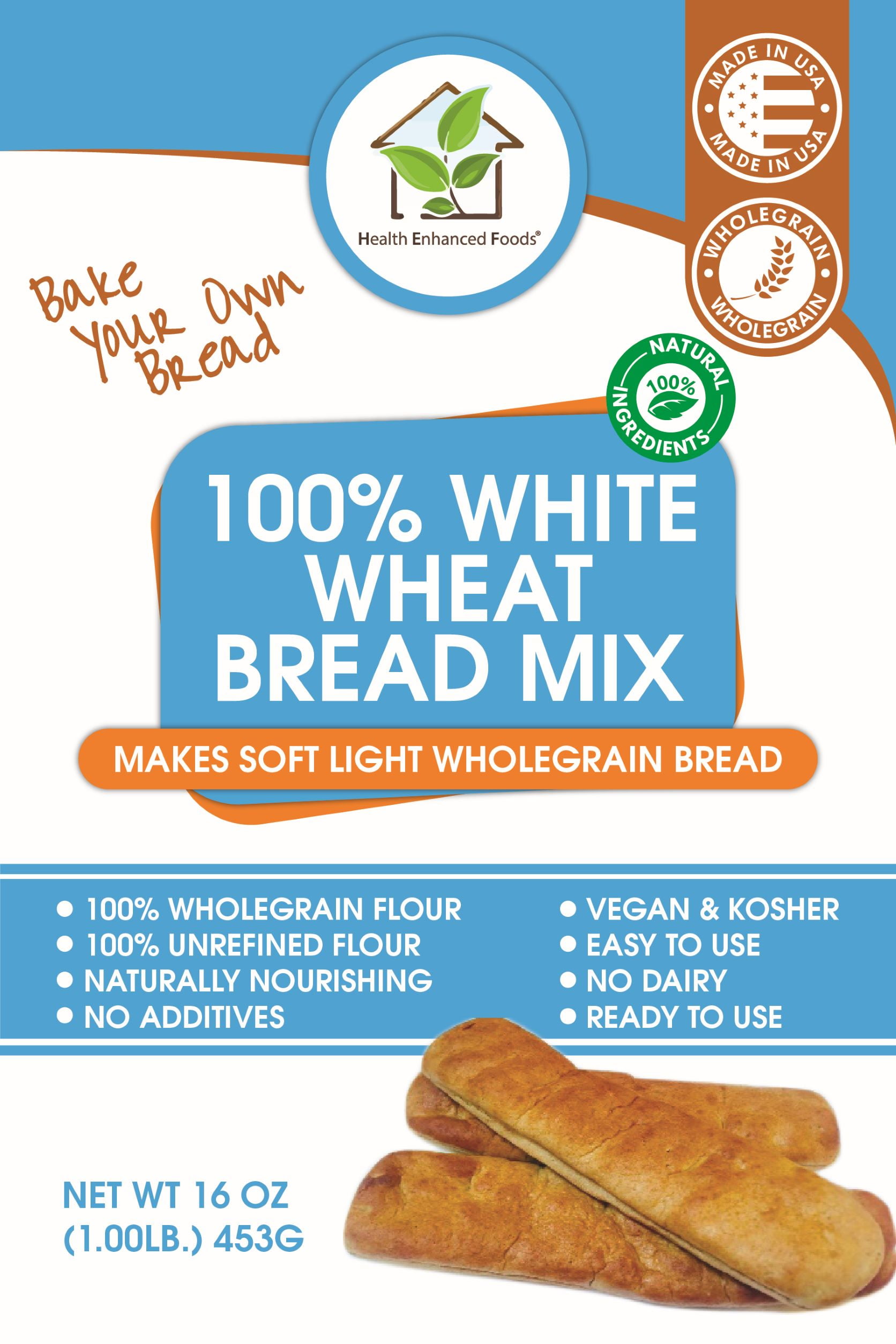 100% White Wheat Bread Mix 2 Packs of 16 oz. (454g), Ready to Use ...