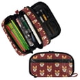 Background Corgi Face Pattern PVC Pencil Case Water-Repellent Clear ...